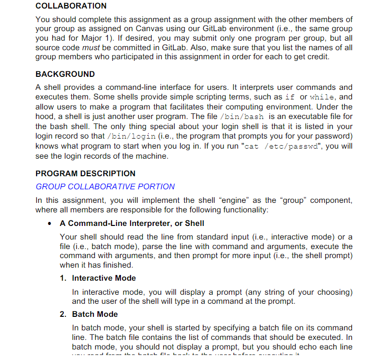 Solved COLLABORATION You should complete this assignment as | Chegg.com