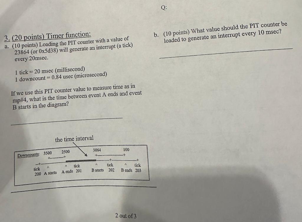 Solved 3. (20 points) Timer function: a. (10 points) Loading | Chegg.com