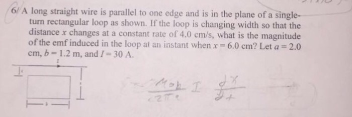 6/ A long straight wire is parallel to one edge and | Chegg.com