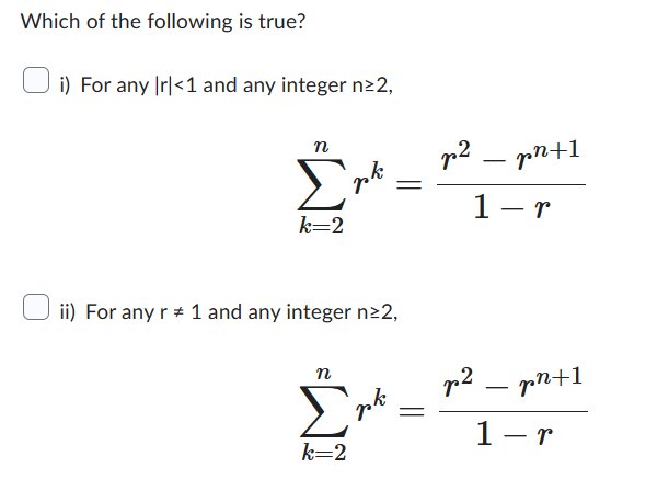 Solved Which of the following is true? i) For any ∣r∣