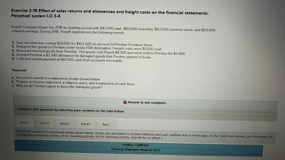 Solved Exercise 3-16 Effect of sales returns and allowances | Chegg.com