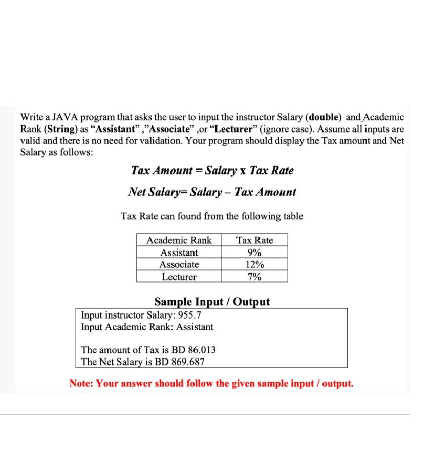 Solved Write a JAVA program that asks the user to input the | Chegg.com