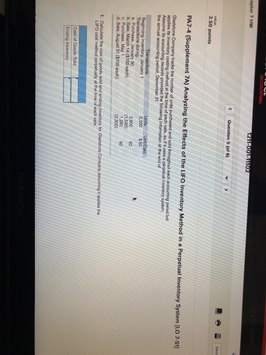 Solved 2.50 points PA7-4 (Supplement 7A) Analyzing the | Chegg.com