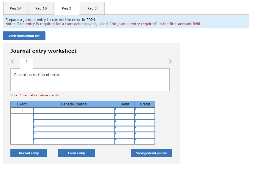 Solved Prepare a journal entry to correct the error in | Chegg.com