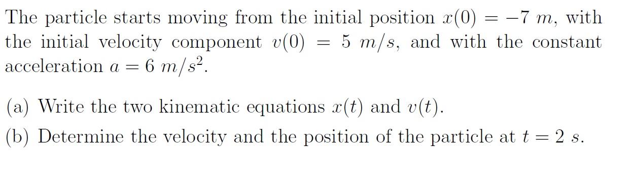 Solved The particle starts moving from the initial position | Chegg.com