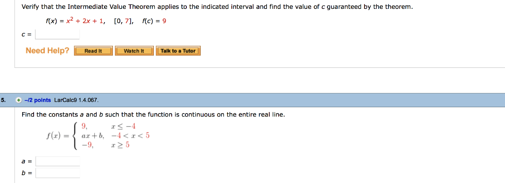 Solved Verify that the Intermediate Vale Thm applies to | Chegg.com