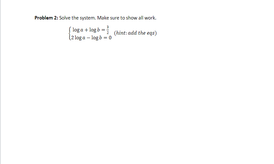 Solved Problem 2: Solve the system. Make sure to show all | Chegg.com