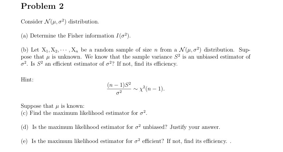 Solved Problem 2 Consider Nu, ) distribution. (a) Determine | Chegg.com
