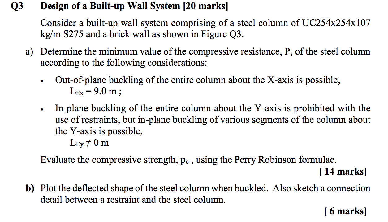 Q3 Design of a Built-up Wall System [20 marks] | Chegg.com