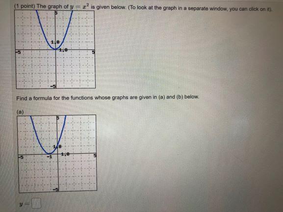 Solved (1 point) The graph of y = 2 is given below. (To look | Chegg.com