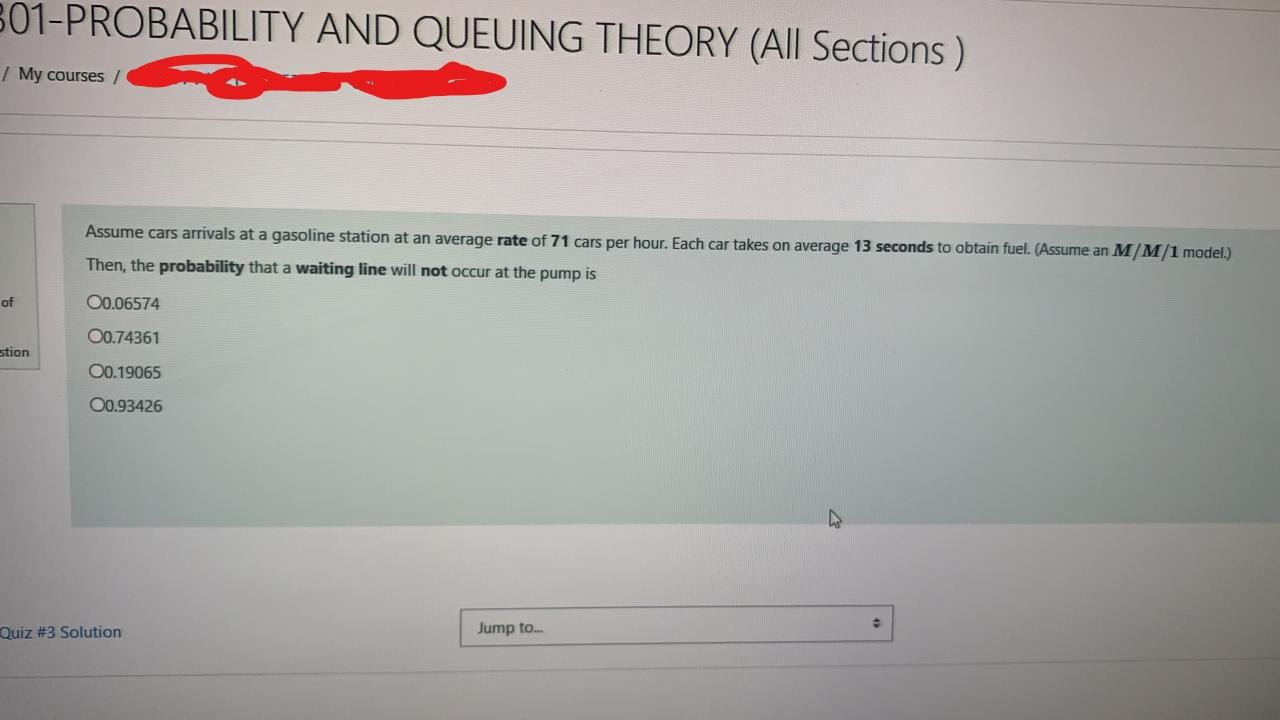 Solved 301-PROBABILITY AND QUEUING THEORY (All Sections) / | Chegg.com