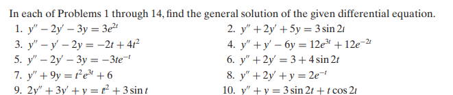 Solved In each of Problems 1 through 14, find the general | Chegg.com
