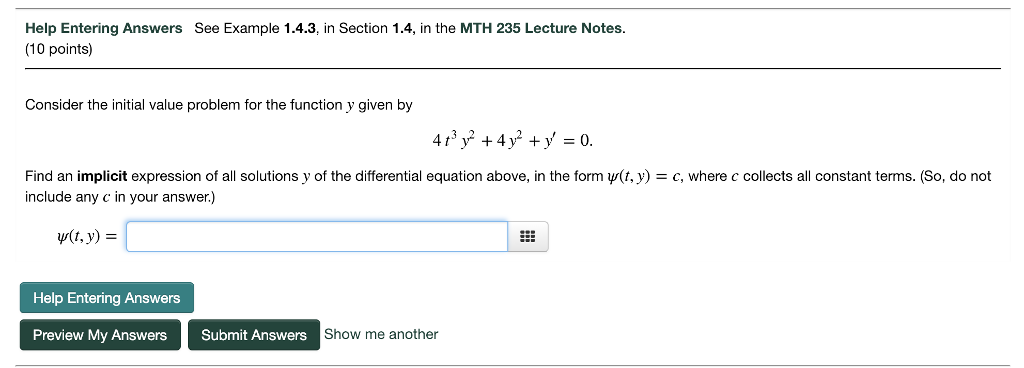 Solved Consider The Initial Value Problem For The Function 3313