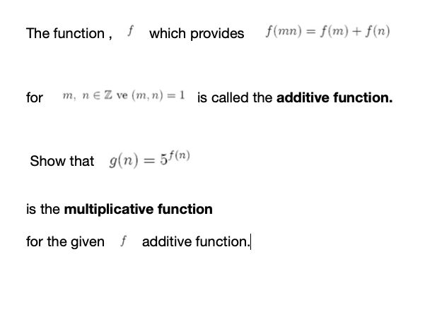 Solved The function, f which provides f(mn) = f(m) + f(n) | Chegg.com