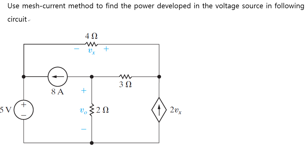 Solved Use mesh-current method to find the power developed | Chegg.com