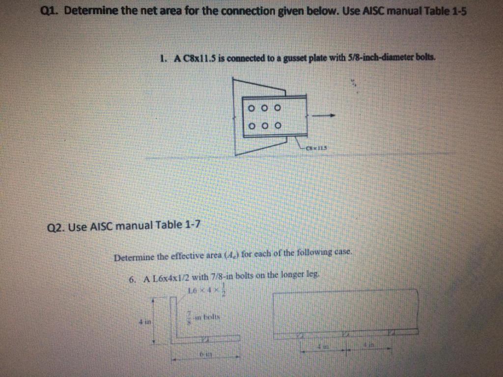 Solved Q1. Determine the net area for the connection given | Chegg.com
