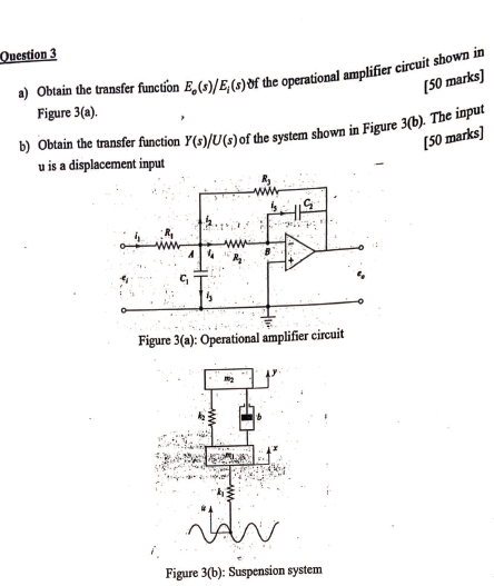 Solved Question 3 (50 marks] a) Obtain the transfer function | Chegg.com