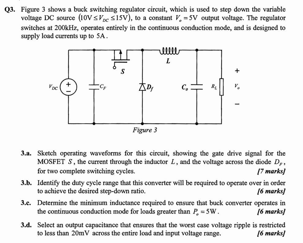 Solved Q3. Figure 3 shows a buck switching regulator | Chegg.com