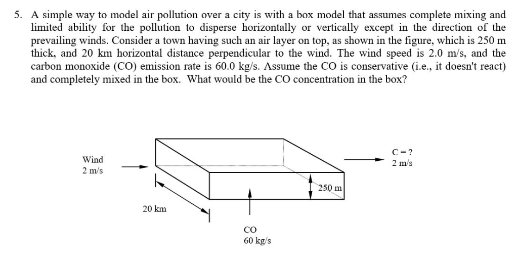 Solved 5. A simple way to model air pollution over a city is | Chegg.com