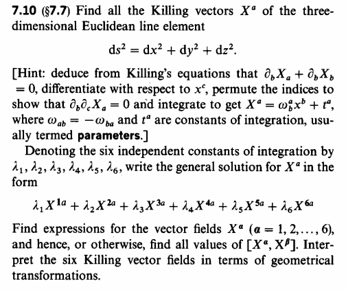 7.10 ($7.7) Find all the Killing vectors X* of the | Chegg.com