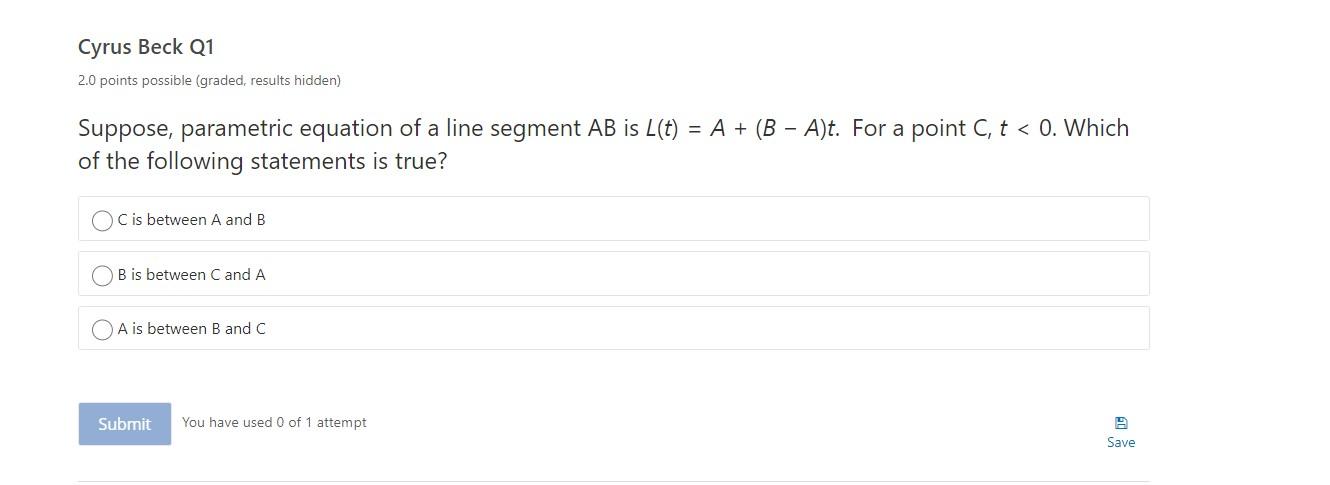 Solved Cyrus Beck Q1 2.0 points possible (graded, results | Chegg.com
