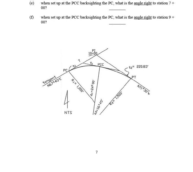 Solved (e) when set up at the PCC backsighting the PC, what | Chegg.com