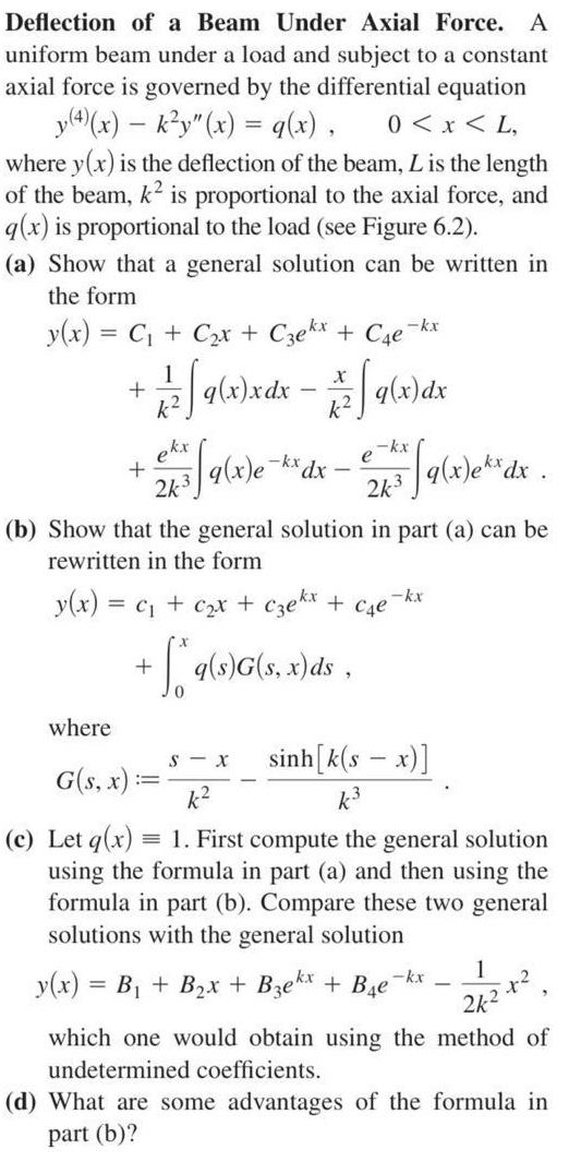 Deflection of a Beam Under Axial Force. A uniform | Chegg.com