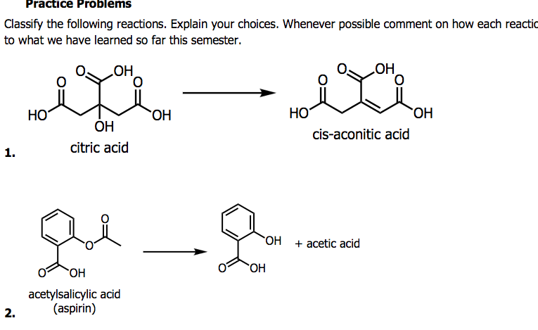 Solved Practice Problems Classify the following reactions. | Chegg.com
