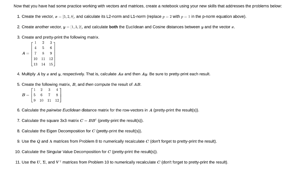 Solved Matrix Decompositions Finally, let's perform some | Chegg.com