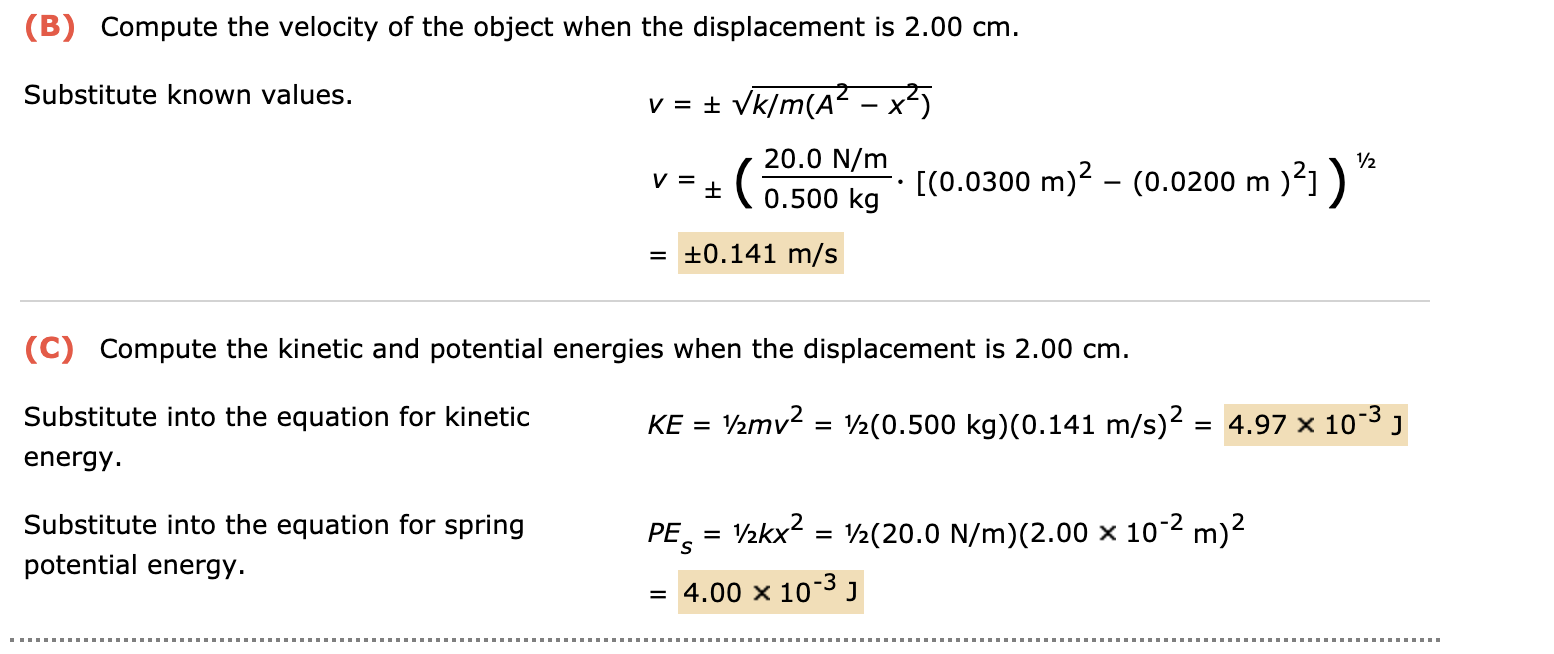 Solved EXAMPLE 13.4 The Object-Spring System Revisited GOAL | Chegg.com