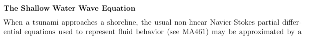 The Shallow Water Wave Equation When a tsunami | Chegg.com