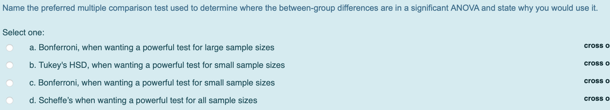 Solved Name the preferred multiple comparison test used to | Chegg.com