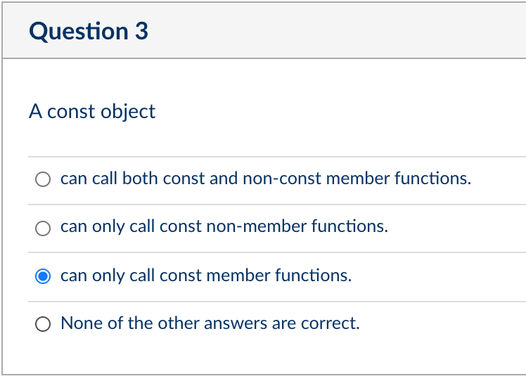 Solved Question 12 A member function is declared inside a | Chegg.com
