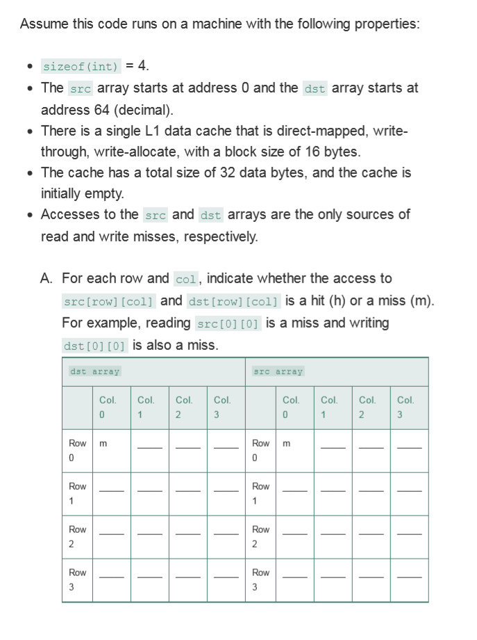 Solved 6.34 Consider the following matrix transpose routine: | Chegg.com
