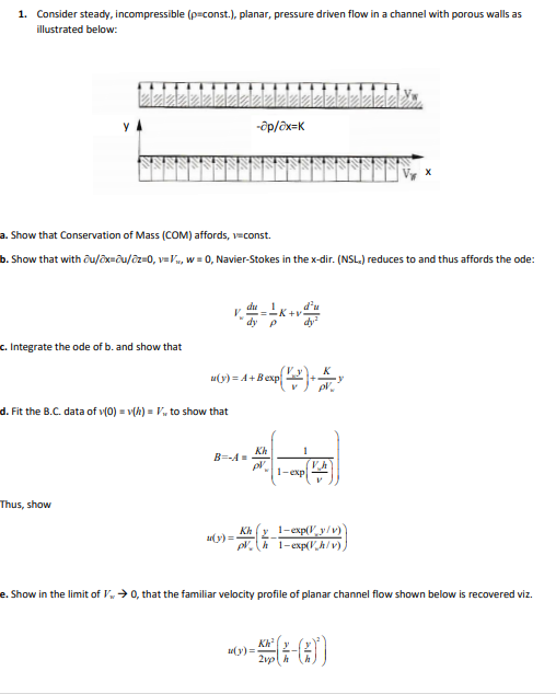 Solved 1. Consider steady, incompressible (p=const.), | Chegg.com
