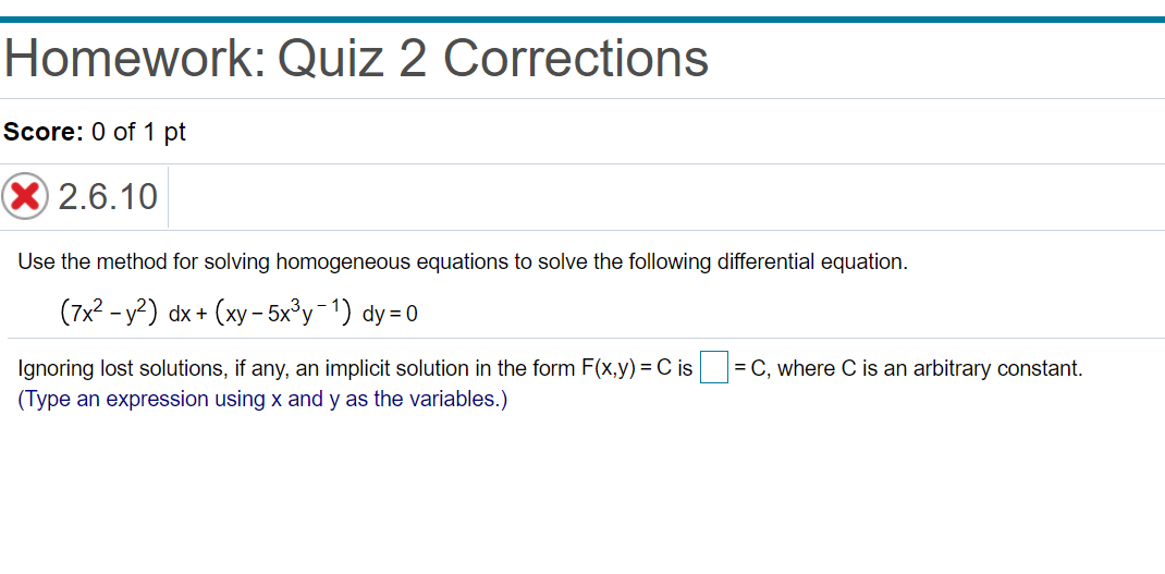 Solved Homework: Quiz 2 Corrections Score: 0 of 1 pt X | Chegg.com