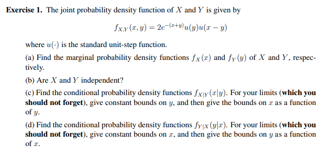 Exercise 1. The joint probability density function of | Chegg.com