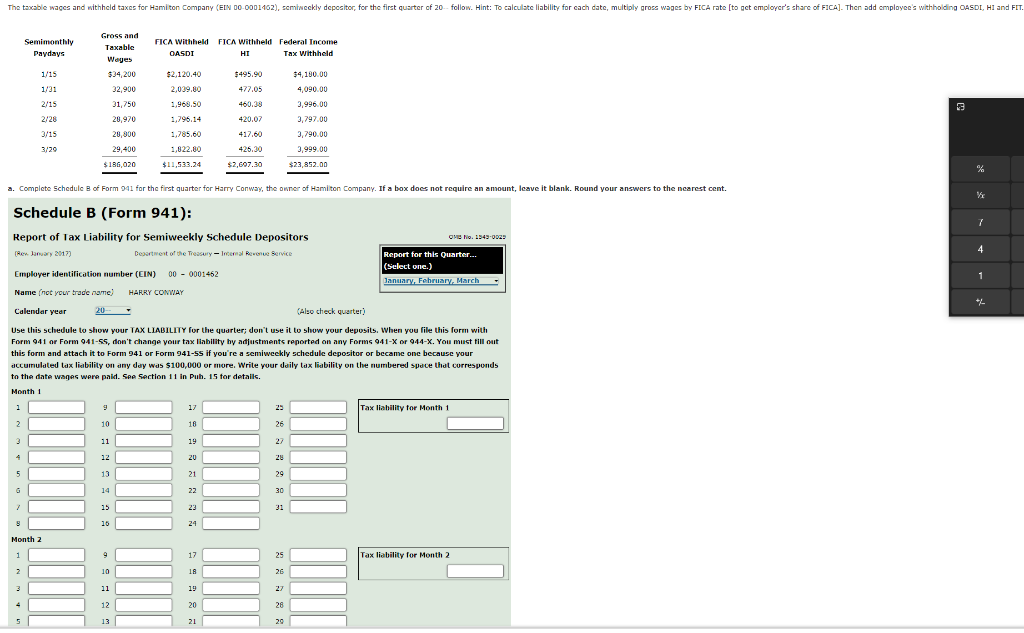 Use this schedule to show your TAX LIABILITY for the | Chegg.com