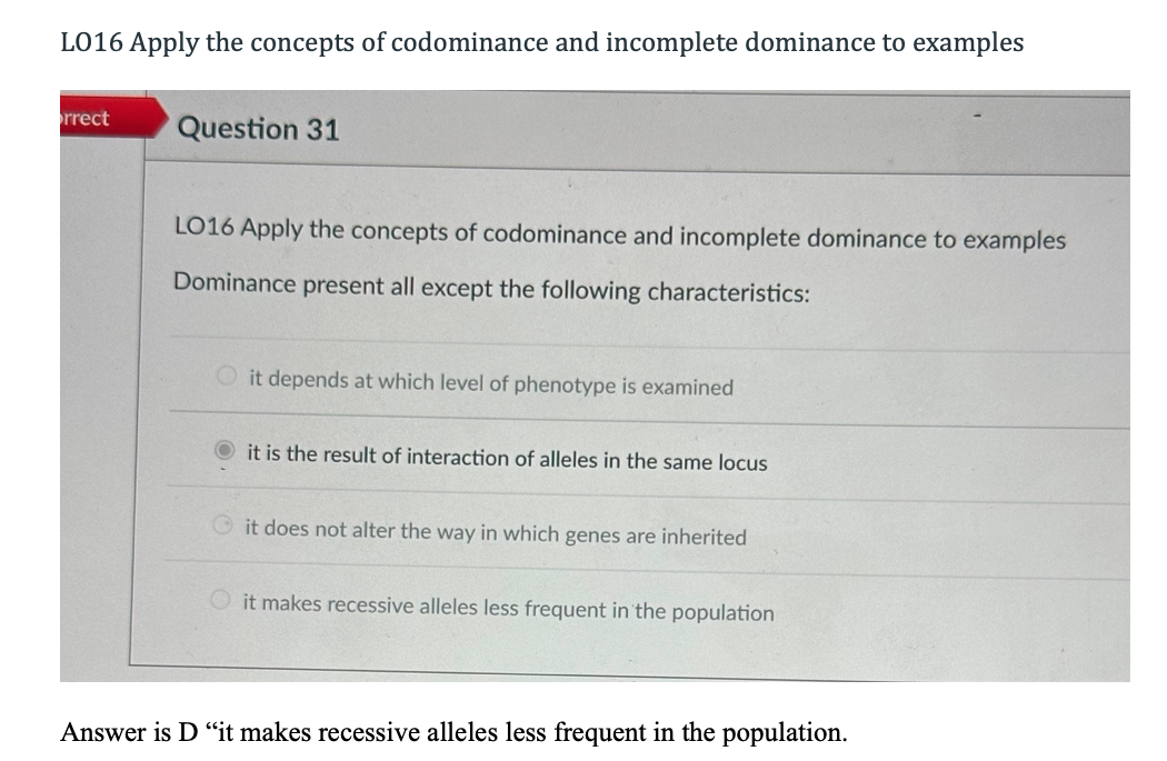 Solved L016 Apply the concepts of codominance and incomplete | Chegg.com
