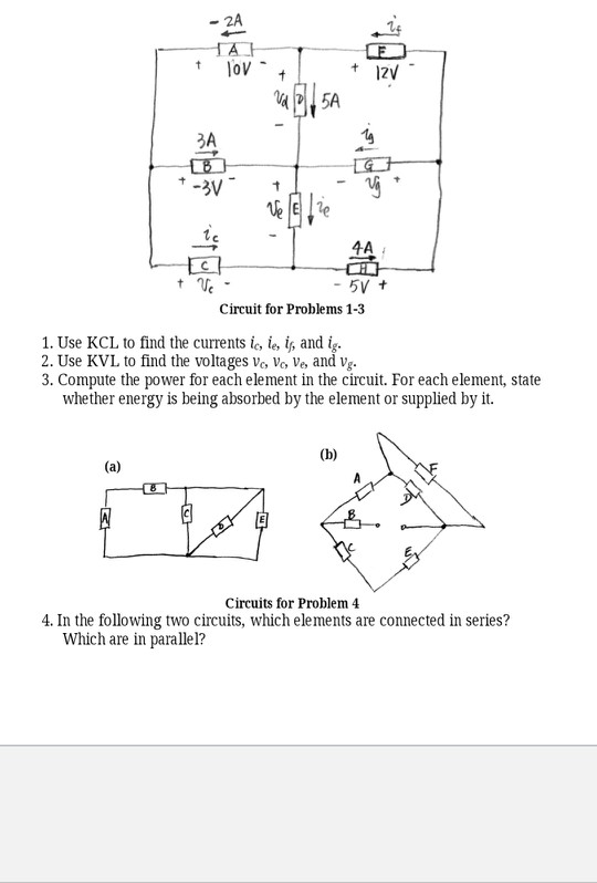 Solved ov 12V ЗА -3V 4A -5V + Circuit for Problems 1-3 1. | Chegg.com