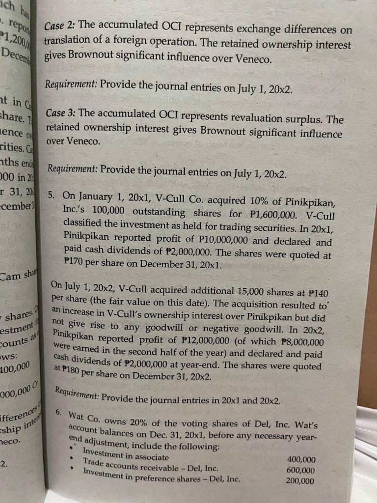 Solved ich has 6. repor 21,200 Case 2: The accumulated OCI | Chegg.com