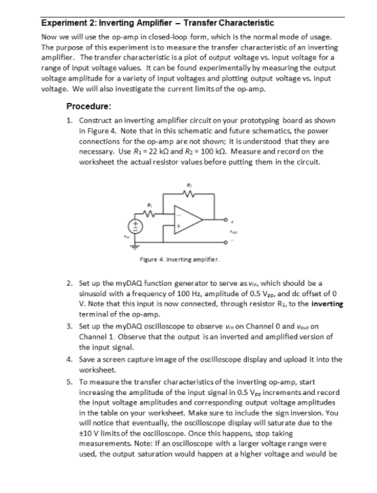 Experiment 1 Open Loop Op Amp Saturation 