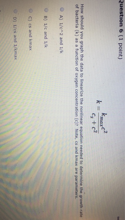 Solved K = k_max c^2/c_s + c^2 How should you graph the | Chegg.com
