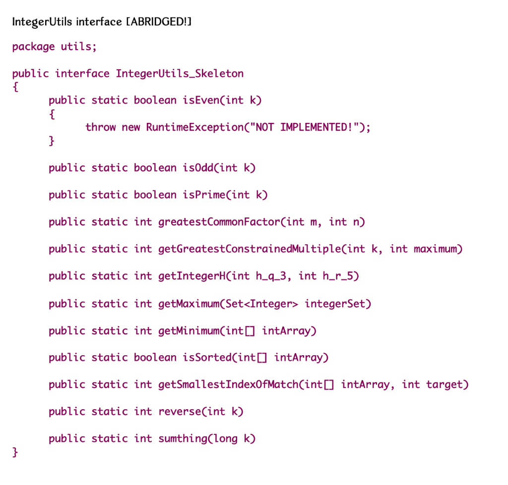 Solved Your task is to implement the methods specified in | Chegg.com