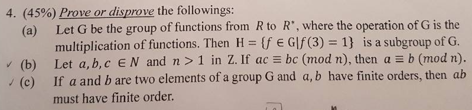 Solved 5 4. (45%) Prove or disprove the followings: (a) Let | Chegg.com