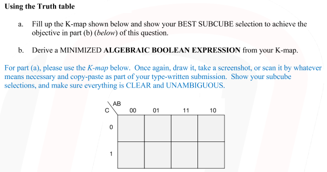 Solved Using the Truth table a. Fill up the K-map shown | Chegg.com
