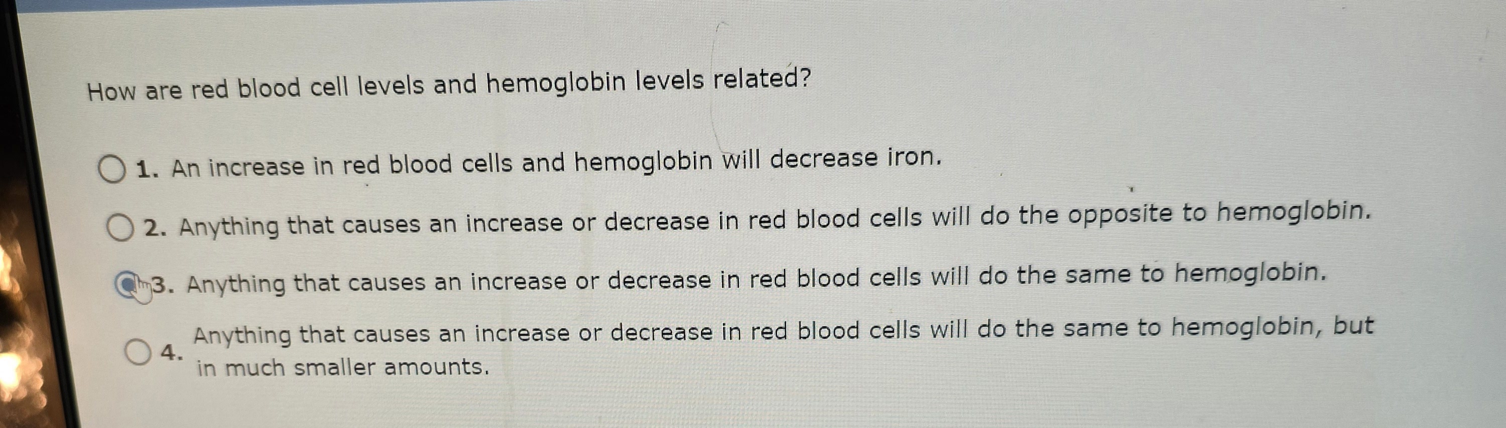 Solved How are red blood cell levels and hemoglobin levels | Chegg.com