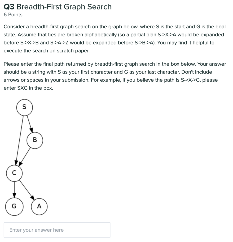 Solved Q3 Breadth-First Graph Search 6 Points Consider a | Chegg.com