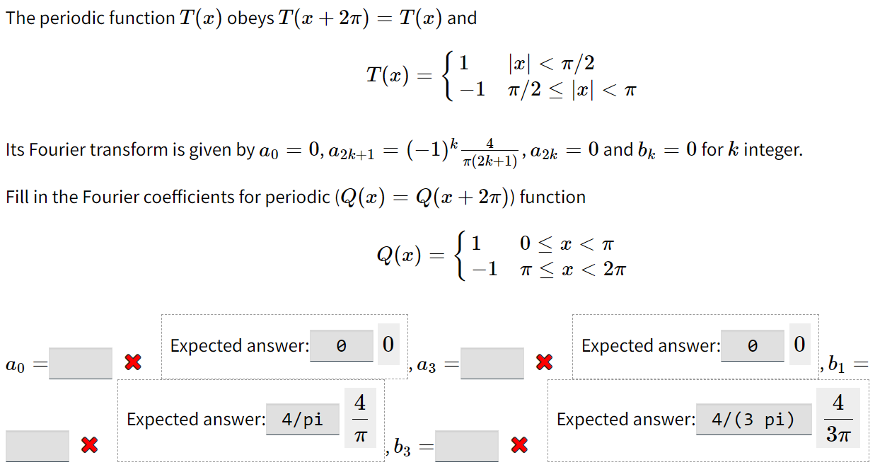 Solved The periodic function T(x) obeys T(x + 2π) = T(x) and | Chegg.com