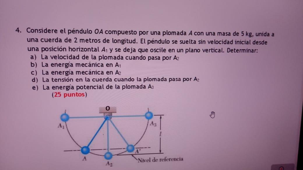 Solved Consider the pendulum OA composed of a plumb line a | Chegg.com